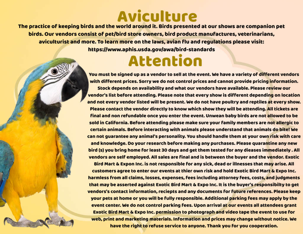 Exotic Bird Mart & Expo Inc. – The tradeshow for bird lovers!