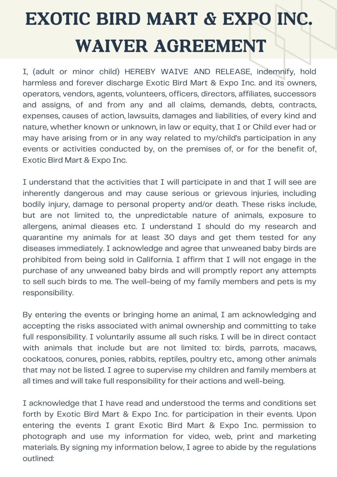 Exotic Bird Mart & Expo Inc. – The tradeshow for bird lovers!